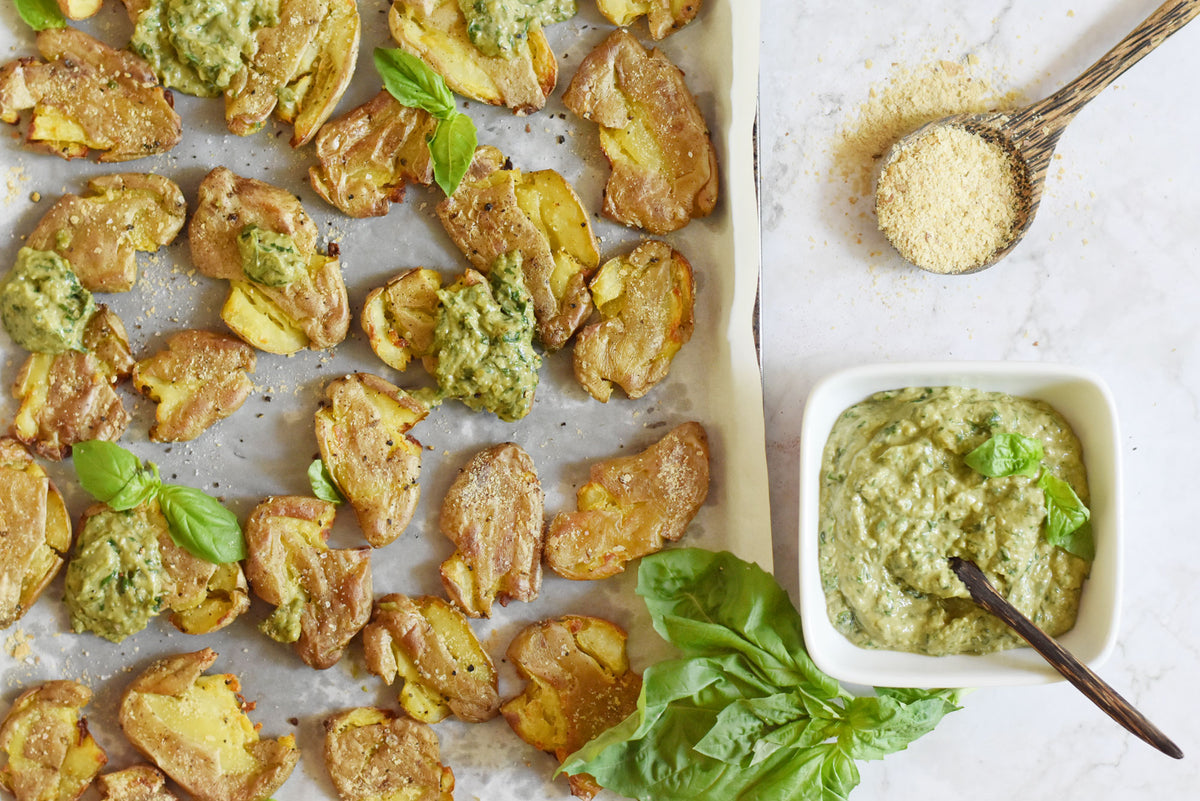 Smashed Potatoes with Avocado Pesto – Anthonys Goods